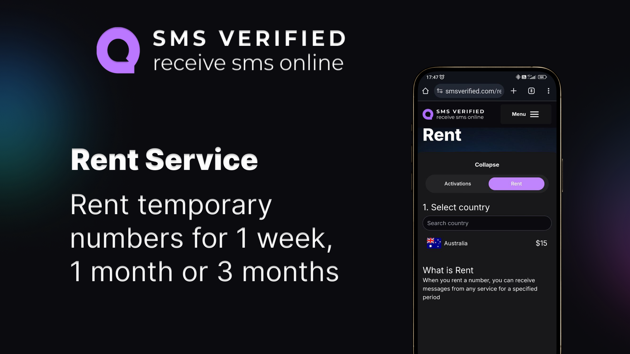 Новая функция: услуга аренды от SMS Verified
